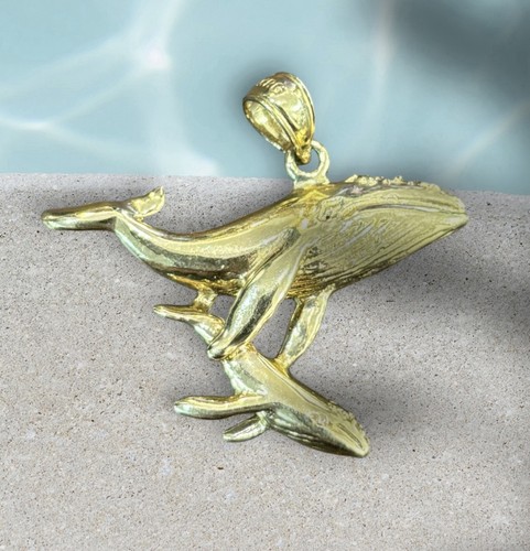 14k Solid Gold Humpback Whale & Baby Hawaii Sea Life Pendant | eBay