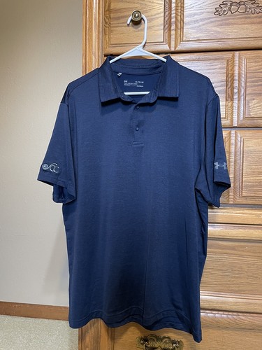 Under Armour Short Sleeve Polo Shirt Men's XL Blue Local Club Logo On ...