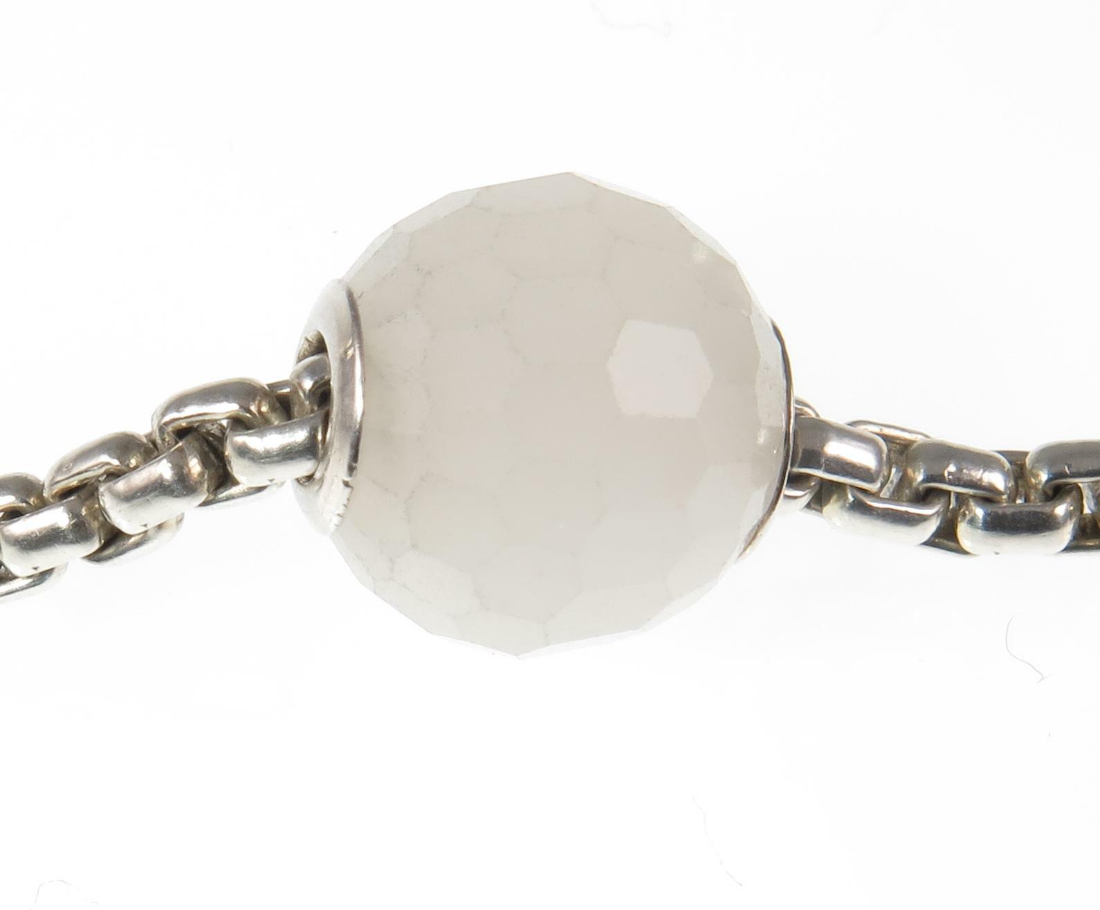 Genuine THOMAS SABO 925 sterling silver FACETED WHITE JADE Karma charm ...