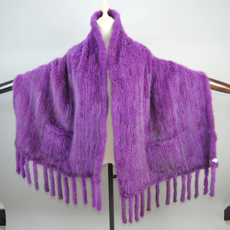 Long Style Winter Real Fur Scarf Shawl Women Knitted Real Fur Scarves ...