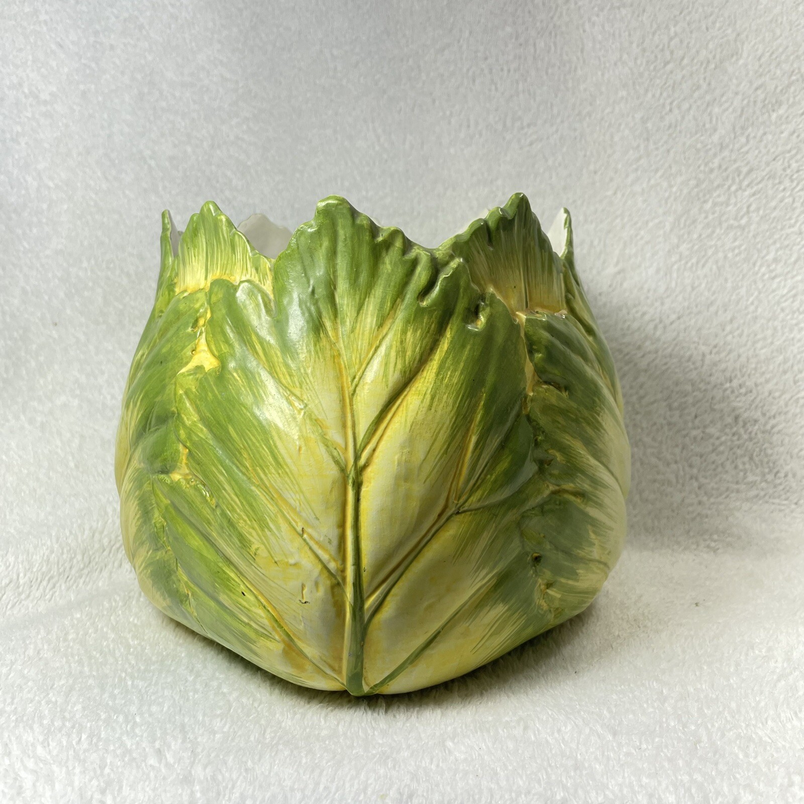 Miselman Imports Green Ceramic Lettuce Shaped Planter Container Made in ...