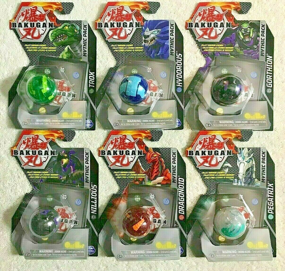 BAKUGAN MYTHIC PACKS GORTHION / PEGATRIX / TROX / NILLIOUS / DRAGONOID ...