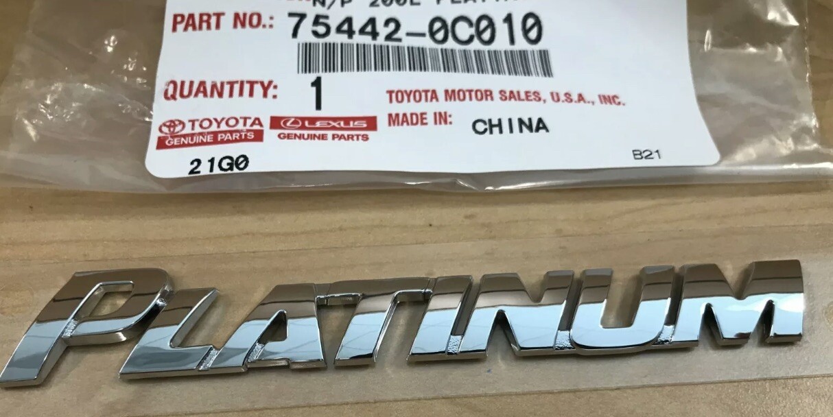 Toyota Platinum Chrome Emblems 75442-0C010 Genuine OEM | Black