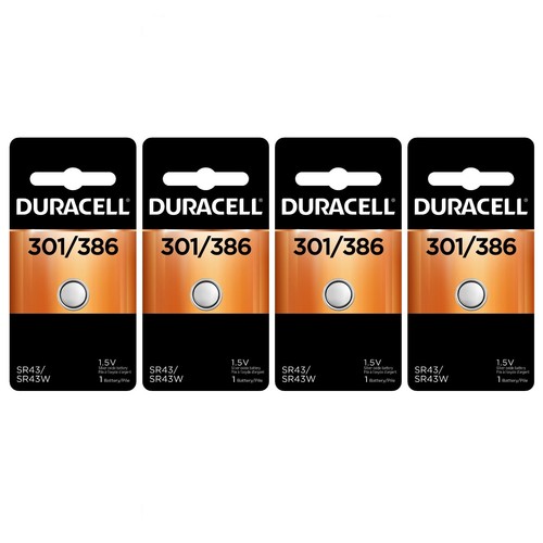 4 x 301/386 Duracell Silver Oxide Batteries (AG12, 10L124, SR1142W ...