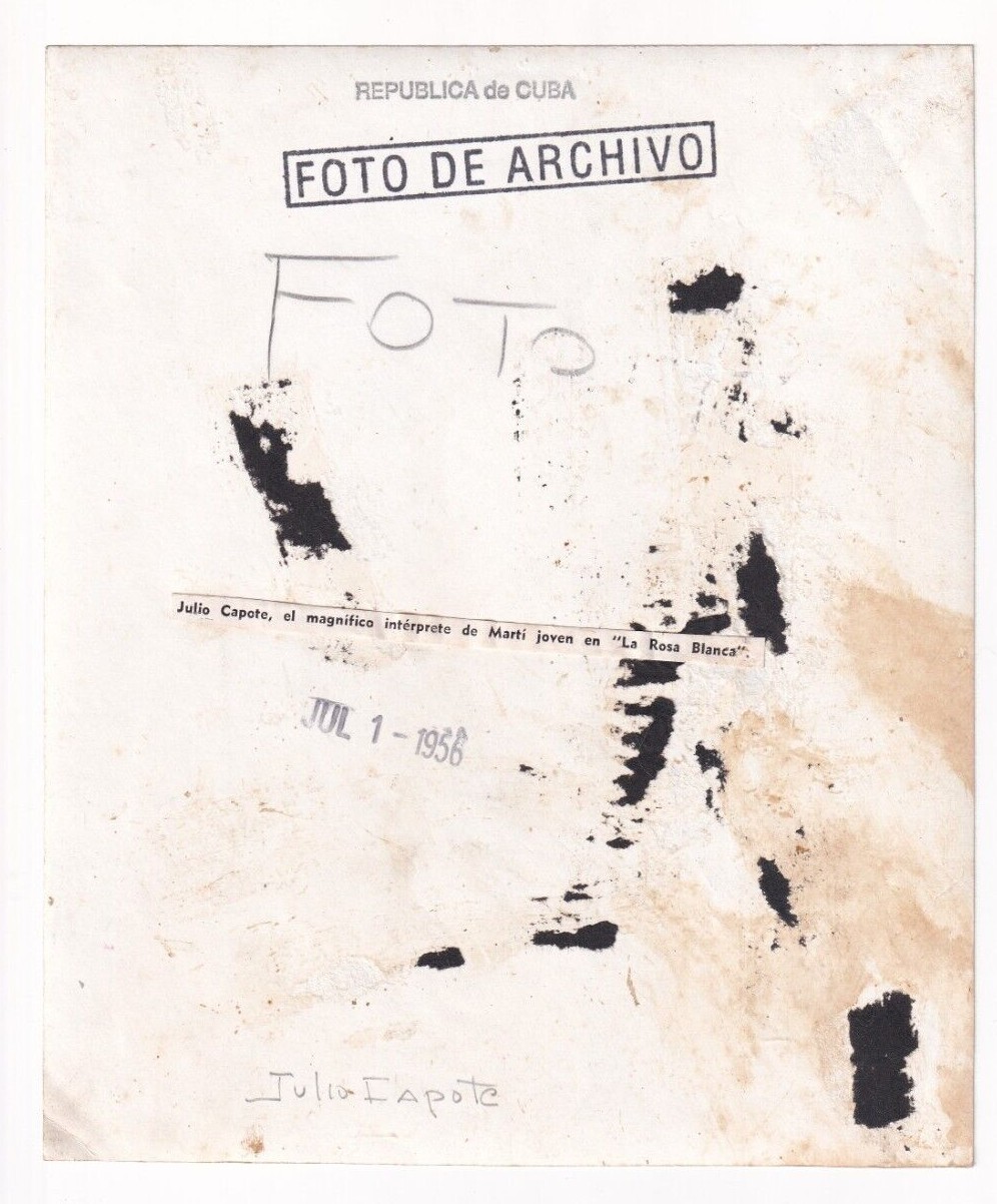 HANDSOME CUBAN YOUNG ACTOR JULIO CAPOTE CUBA 1956 VINTAGE CLOSE UP ...