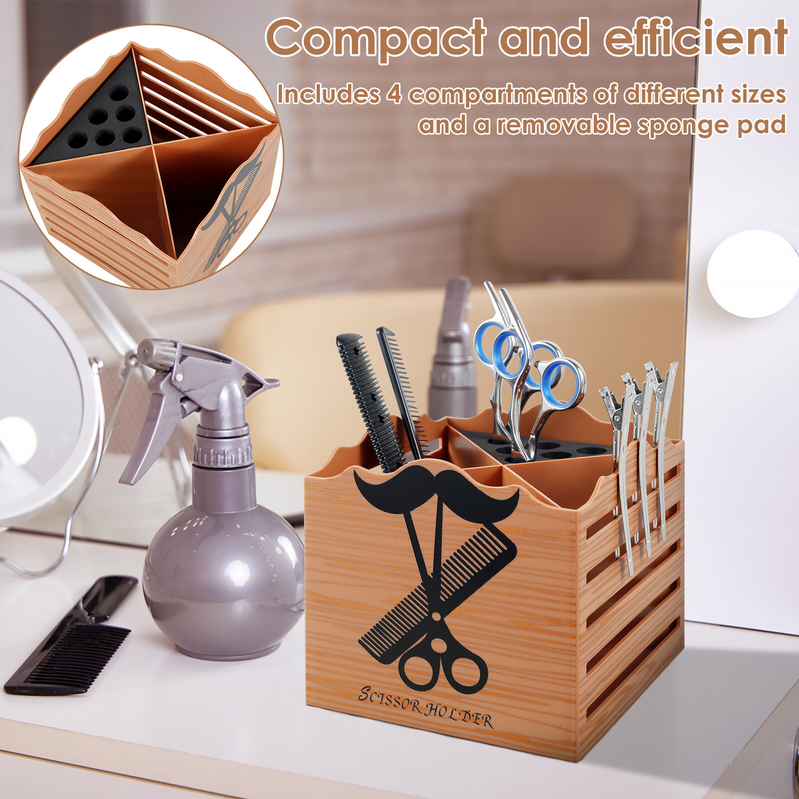 Salon Shear Holder with 4 Compartments Compact Hair Cutting Scissors🐕 ...