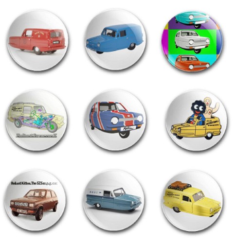 25mm BUTTON BADGES X9 FEATURING THE RELIANT ROBIN | eBay