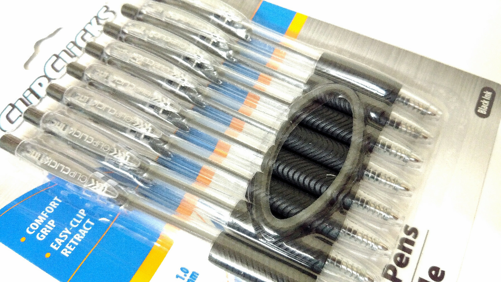 Clip Click Retractable Ball Point Pens 1.0 Mm Black Ink Set of 8 for ...