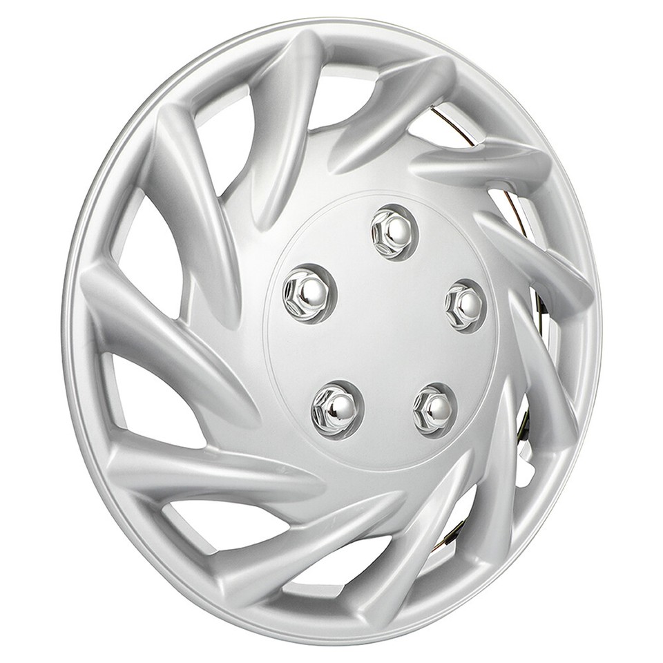 14“ Silver Set of 4 Wheel Covers Snap On Full Hub Caps For R14 Tire ...