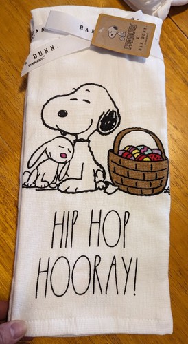 Rae Dunn Peanuts Set of 2 Kitchen Towels Snoopy & Easter Bunny HIP HOP ...