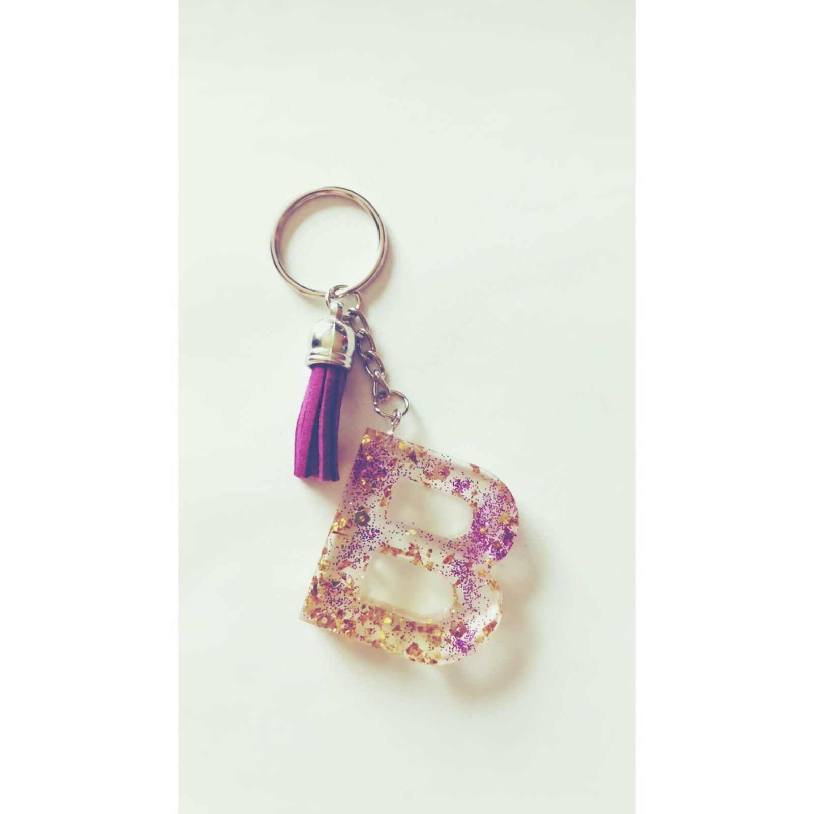 Personalized Resin Monogram letter B keychain | eBay