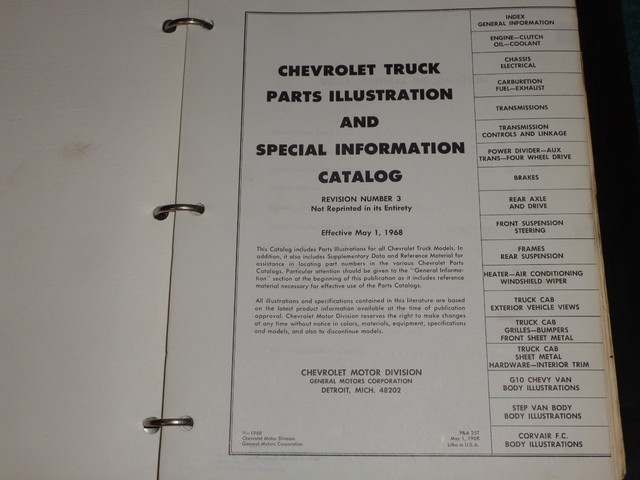 1955 1957 1960 1964 1966 1968 CHEVROLET TRUCK ILLUSTRATIONS PARTS ...