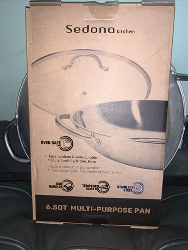 Sedona Kitchen STAINLESS STEEL Multipurpose Pan with Glass Lid ...