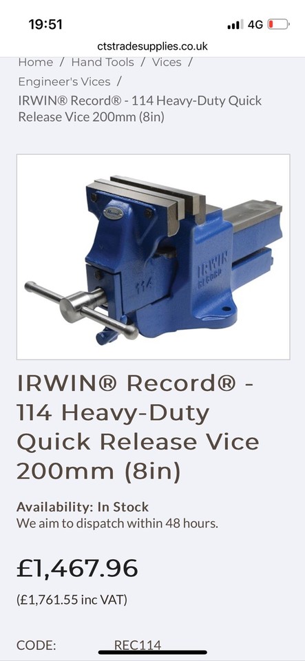 Record Heavy Duty 114 Mechanics Vice | eBay UK