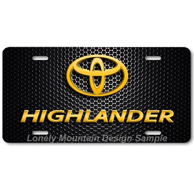 Toyota Highlander Inspired Art Gold on Mesh FLAT Aluminum Novelty ...