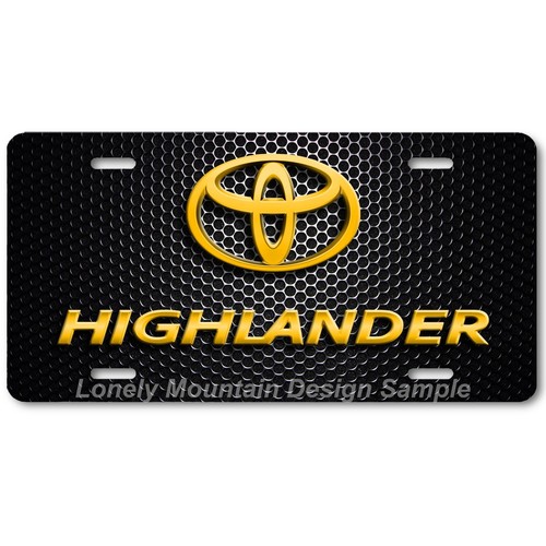 Toyota Highlander Inspired Art Gold on Mesh FLAT Aluminum Novelty ...