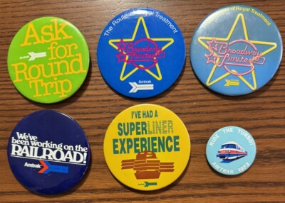 SIX DIFFERENT AMTRAK PROMOTIONAL BUTTONS | eBay