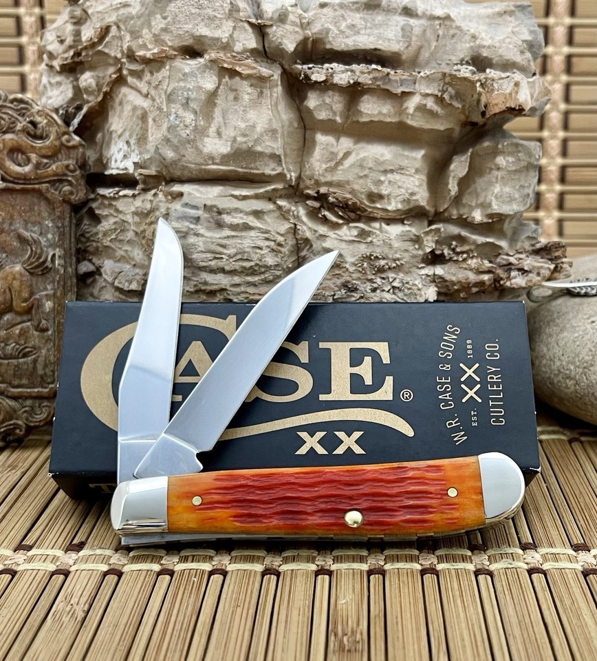 Case XX USA Crandall Jig Tequila Sunrise Bone 57531 Mini Trapper Pocket ...