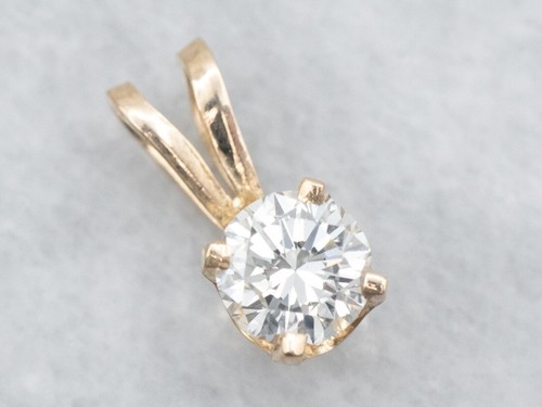 2CT Round Cut Lab Created Diamond Solitaire Pendant 14K Yellow Gold ...