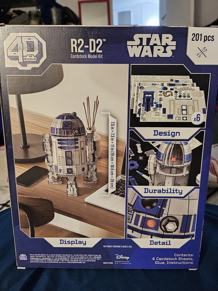 4D Build R2-D2 Cardstock Model Kit - 201 Pcs Star Wars Desk Decor and ...