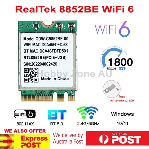 Realtek WiFi 6 RTL8852BE Dual Band Wireless Card M.2 Key E 802.11ax ...