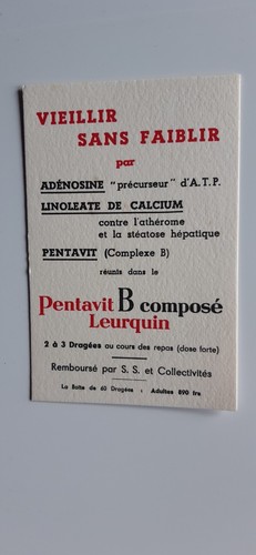 Petit Buvard Pharmacie VIELLIR SANS FAIBLIR Pentavit B Composé Leurquin ...