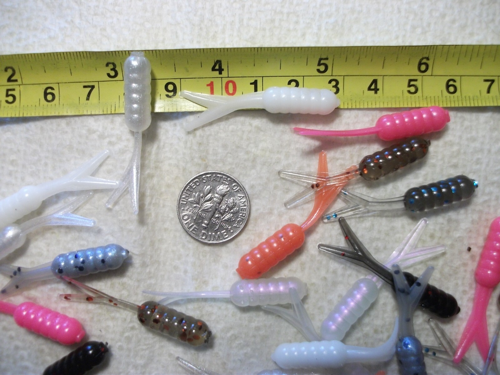 70-1 1/2" MIX-CRAPPIE GRUBS-PANFISH-SOFT MINNOW STINGER-jig-split tails ...