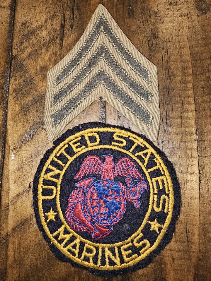 WWII USMC Marine EGA Wool Cut Edge Patch & Chevron L@@K!!! | eBay