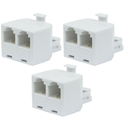 3x RJ11 Splitter T Adapter 1 M to 2 F RJ-11 6P4C Phone Jack Splitter ...