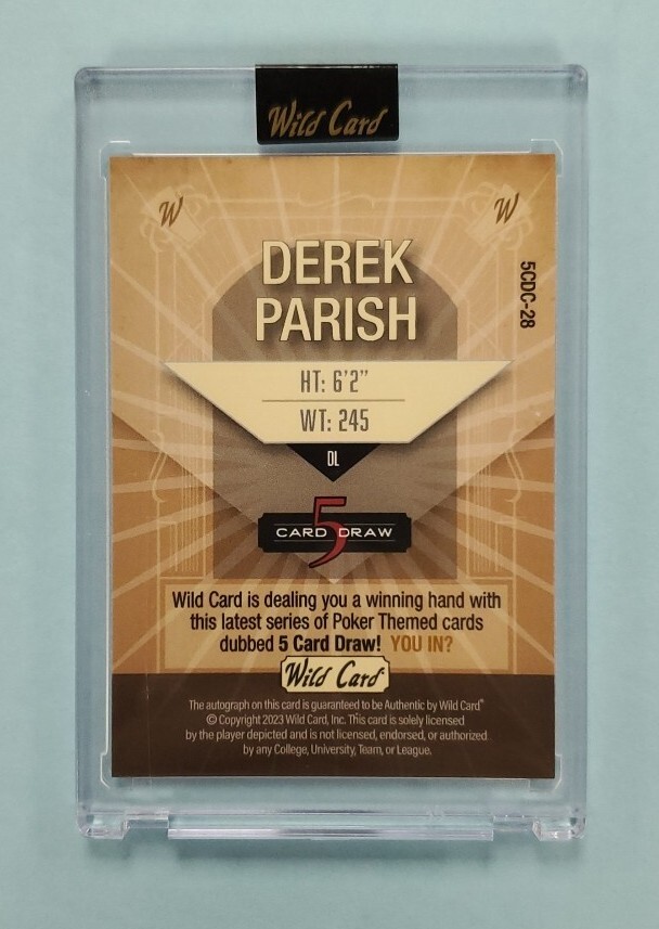 2023 Wild Card Five 5 Card Draw Derek Parish Auto Purple #5CDC-28 Card ...