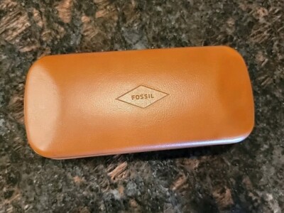 Fossil Hard Eyeglasses Case Blue Felt Lining Rectangular Glasses Holder ...