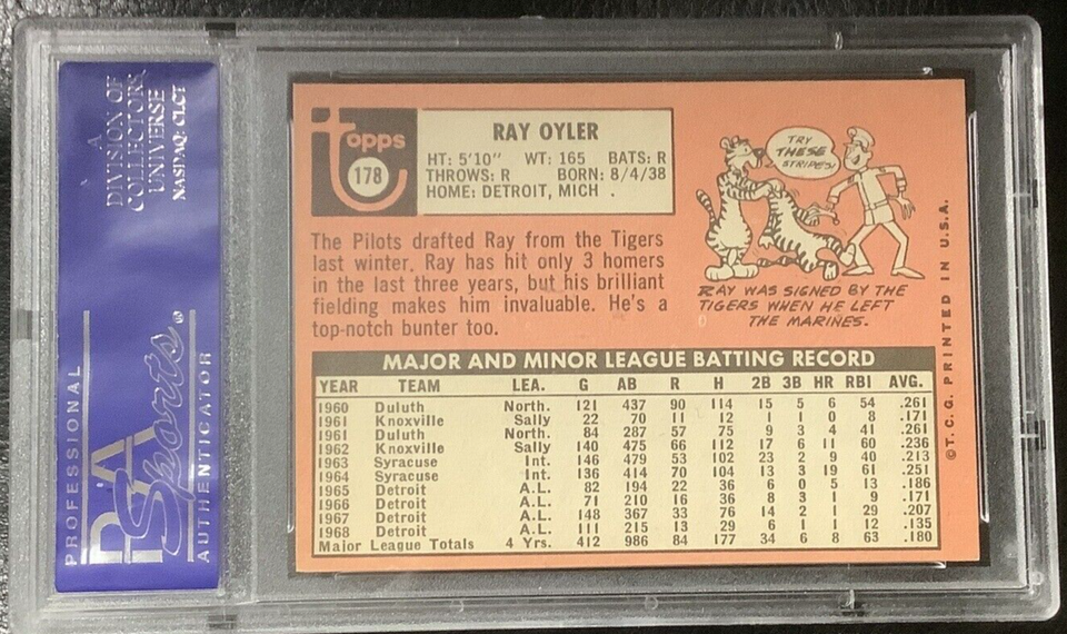 1969 Topps Baseball Cards #178 Ray Oyler Seattle Pilots PSA 8 NM-MT | eBay