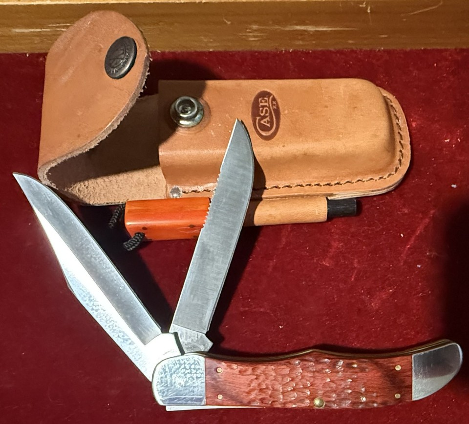 2020 Ten Dot Case 6265 Two Blade Hunter Leather Sheath Fire Starter ...