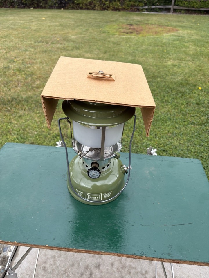 Sears Vintage Avocado Lantern 72325 Dual Mantle Pyrex Band Globe | eBay