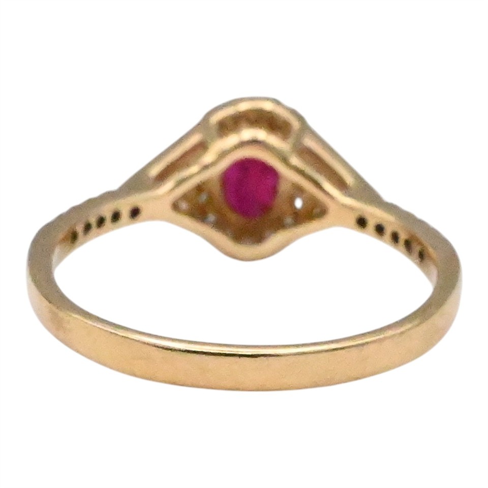 MODERN DESIGNER RUBY DIAMOND COCKTAIL RING 14K YELLOW GOLD SIGNED CJ ...
