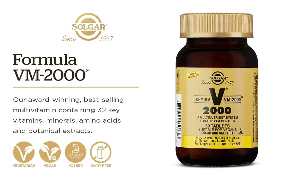 Solgar Formula VM-2000 (Multinutrient System), 180 Tablets - Premium ...