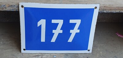 Genuine enamel porcelain house number 177 st. House sign #177 vintage ...