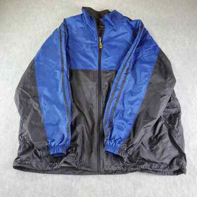 Vtg CB Sports Jacket Mens Large Black Blue Croft & Barrow Windbreaker ...