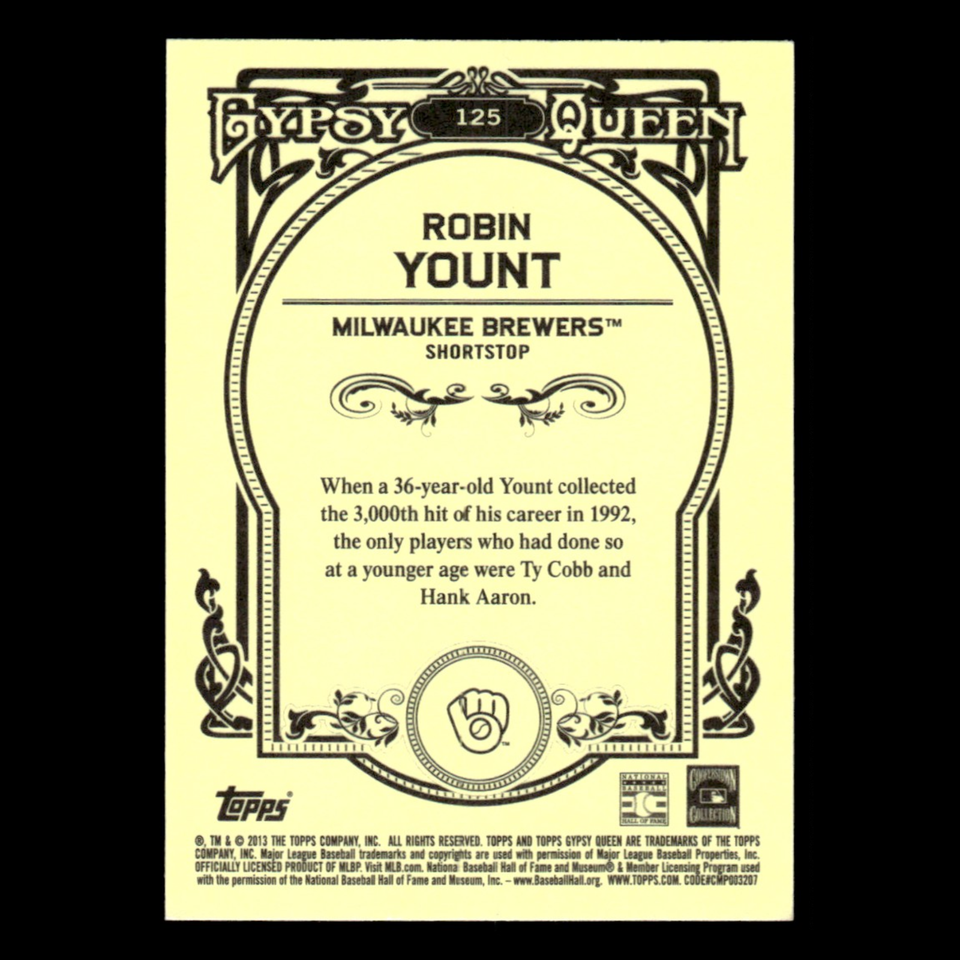 Robin Yount #125 2013 Topps Gypsy Queen Milwaukee Brewers Baseball Card ...