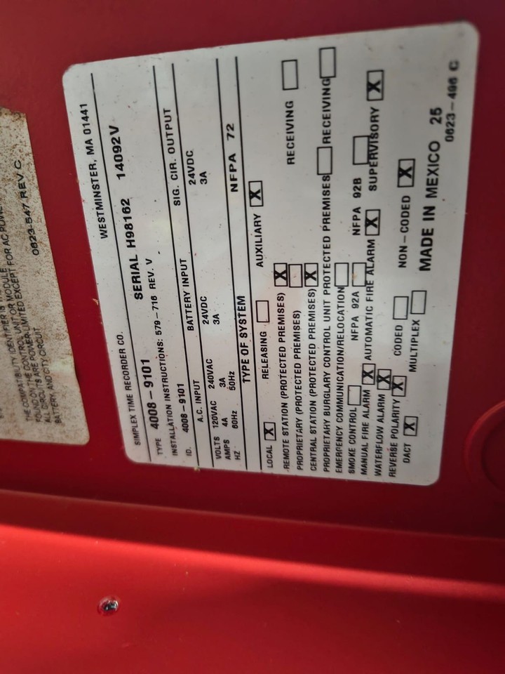 Simplex 4008 4008-9101 Addressable Fire Alarm Control Panel | eBay