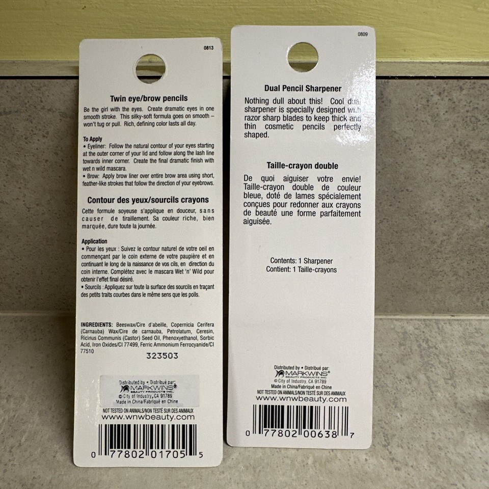 Wet n Wild Twin Eye/Brow Pencils Rich Defining Color C705 Black Noir W ...