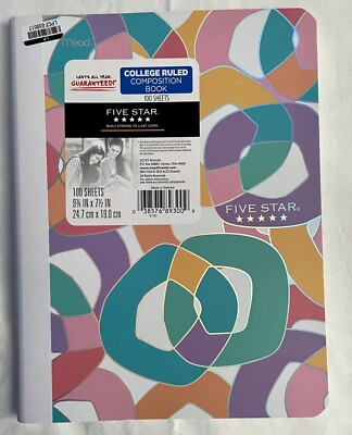 Mead Five Star Composition Notebook College Ruled 100 Sheets Geo Loop ...