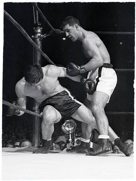 Rocky Marciano Punching Boxer At Madison New York 1950 Boxing Old Photo ...