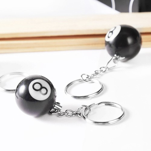 Fashion Creative Billiard Pool Keychain Table Ball Key Ring Lucky Black ...