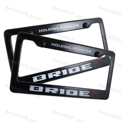2pc JDM BRIDE Black ABS License Plate Frame with Caps for NISSAN 350Z ...