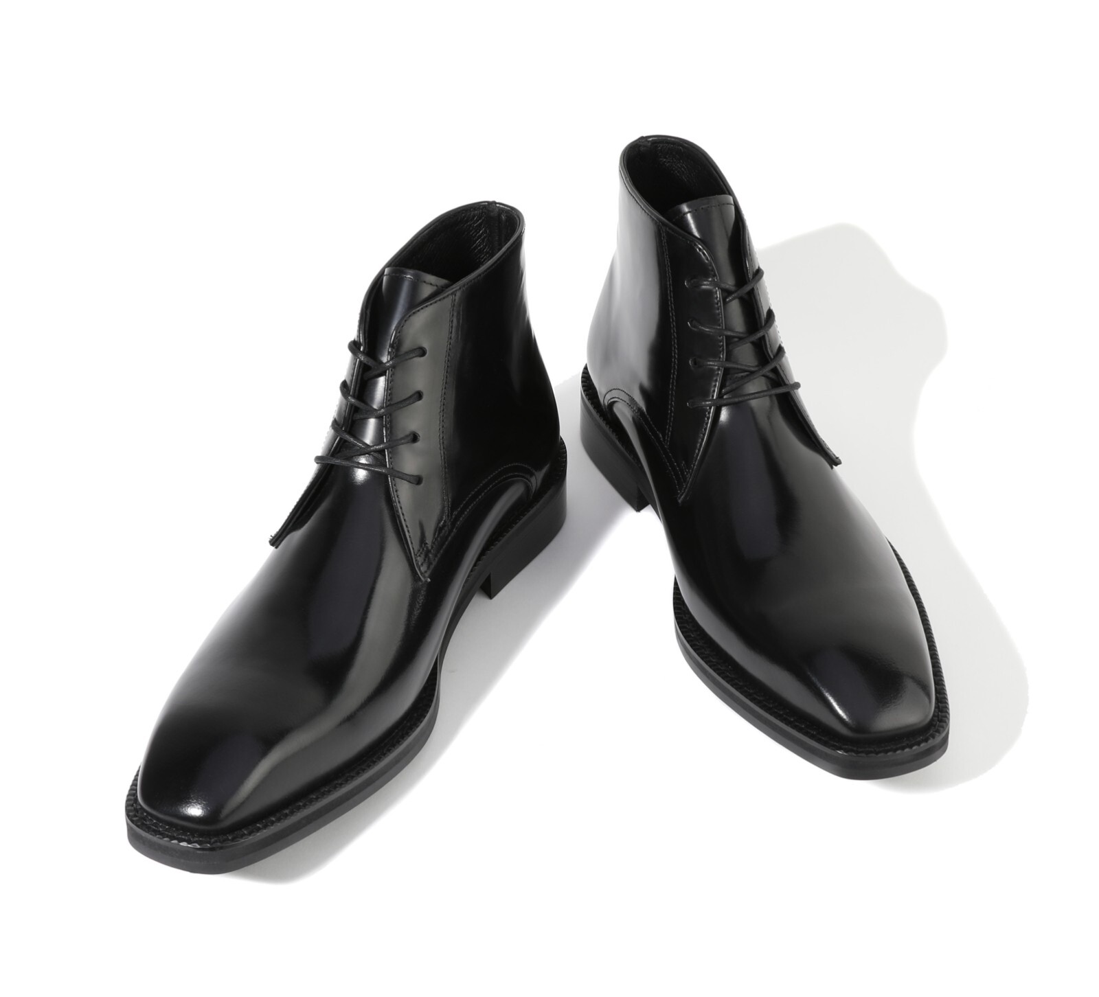Firenze Atelier Men's Black Cow Leather Semi Square Toe Chukka Boots ...