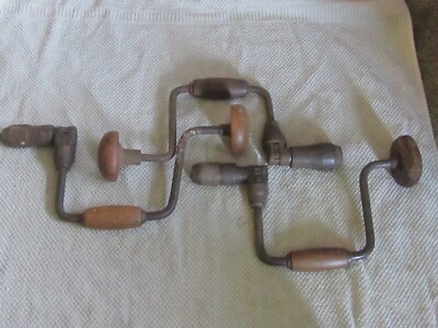 3 Antique Braces Bit Hand Drill Auger Vintage Woodworking Tools | eBay