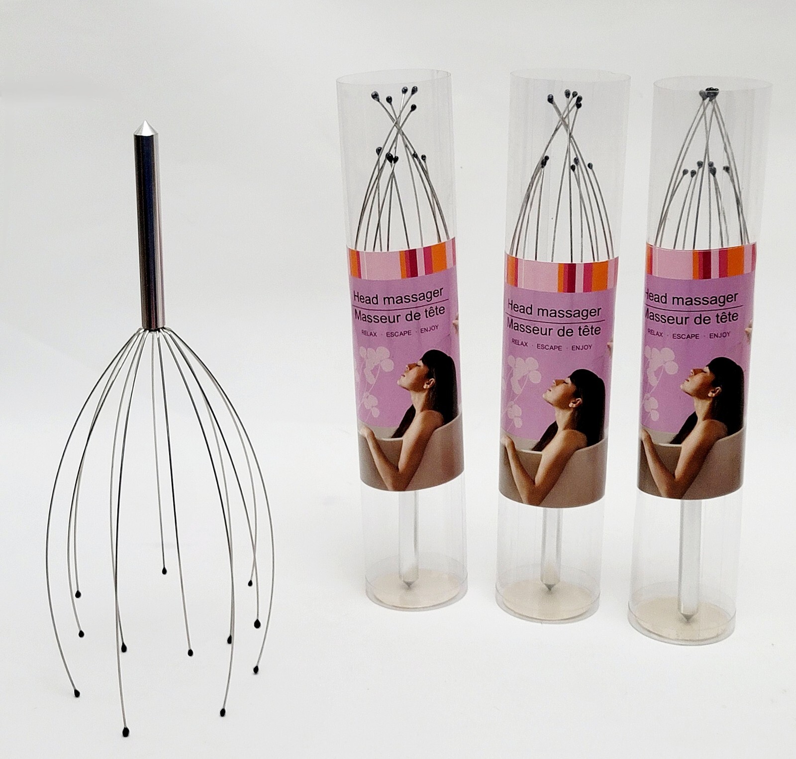 4 PACK Head Octopus Massager Silver Manual Neck Stress Tool Scalp ...