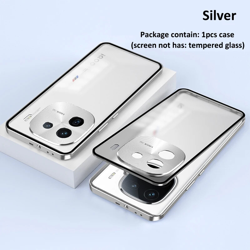 For vivo iQOO 12 Pro / 12 Magnetic Metal Bumper Frame +Clear Matte PC ...