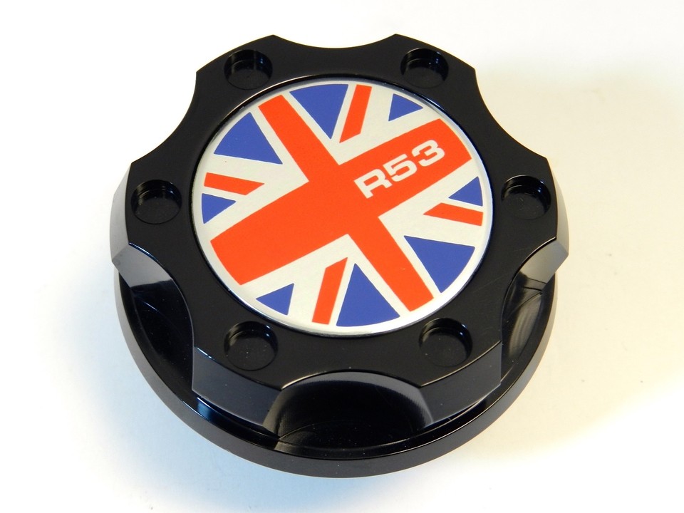 BLACK UK FLAG BILLET CNC ENGINE OIL FILLER CAP 02-06 MINI COOPER S R53 ...